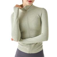 China Customized Logo Nylon Cotton Women Sports Clothes Stand Collar Full Zip Yoga Jacket for sale