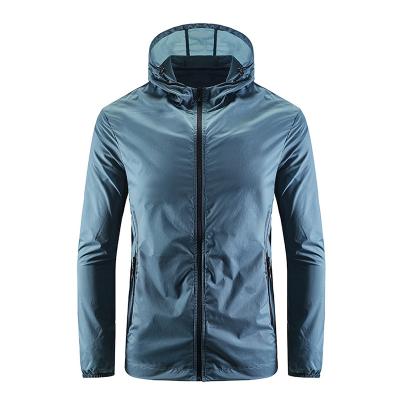China Stand Collar Mens Zip Up Windbreaker Casual Hooded Lightweight Hiking Jacket for sale