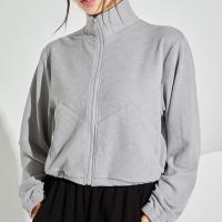 China 100% Cotton Spring Autumn Female Sports Clothes Stand Up Collar Hoodie for sale