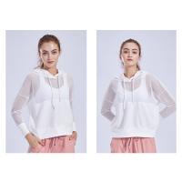 China Polyester Spandex Women Fashion Sportswear Transparent Mesh Workout Shirt With Pocket for sale