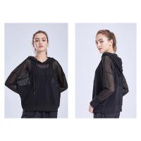 China Polyester Spandex Women Fashion Sportswear Transparent Mesh Workout Shirt With Pocket for sale