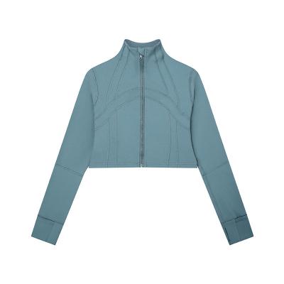 China 100% Polyester Lightweight Women Yoga Top Comfortable Long Sleeve Zip Up Coat for sale