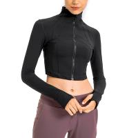 China 100% Polyester Lightweight Women Yoga Top Comfortable Long Sleeve Zip Up Coat for sale