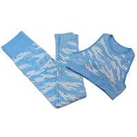China Custom Ripple Yoga Wear Woman's Sleeveless Knitted Vest And Pants for sale