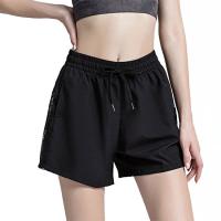 China Custom Black Drawstring Waist Track Shorts Quick Dry Mesh Sports Running Shorts for sale