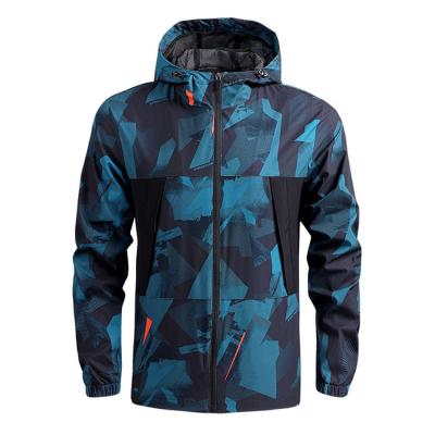 China Blue Gray Camouflage Outdoor Windbreaker Jacket Mens Mountain Coats for sale