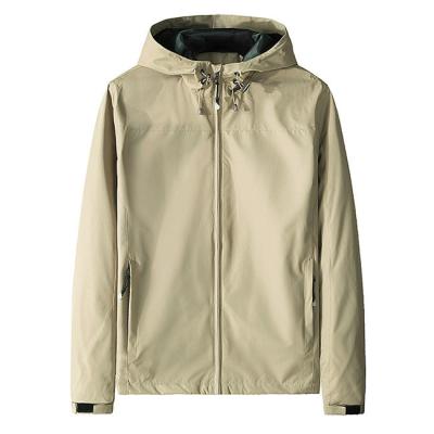 China Khaki Oversized Outdoor Windbreaker Jacket Fashionable Mens Sport Coat Logo Printed for sale