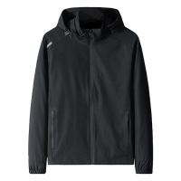 China 100% Cotton Windproof Large Size Mens Clothing Black Hooded Windbreaker for sale