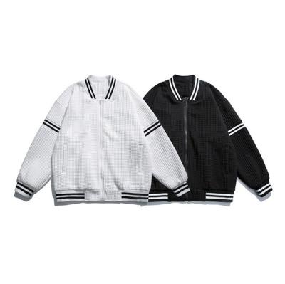 China Fashion Spring Waffle Embroidered Baseball Jacket Men And Women Street Loose Matching Jackets for sale