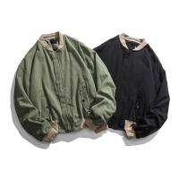 China Autumn Winter Retro Stand Up Collar Jacket Loose Jet Printed Baseball Jacket for sale