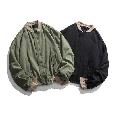 China Autumn Winter Retro Stand Up Collar Jacket Loose Jet Printed Baseball Jacket for sale