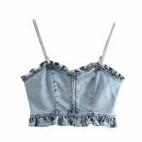 China Factory OEM Summer Vogue Splicing Agaric Edge Female Custom Denim Clothing for sale