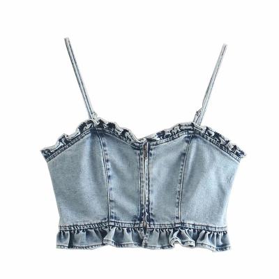 China Factory OEM Summer Vogue Splicing Agaric Edge Female Custom Denim Clothing for sale