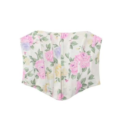 China Sexy Print Short Strapless Bodice Polyester Ladies Sleeveless Tank Tops for sale