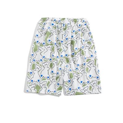 China Loose Print Large Size Athletic Leisure Shorts Broken Flower Beach Short For Men for sale