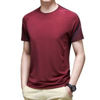 China Summer Ice Silk Breathable Solid Color Loose Quick Drying Sport T Shirt Men for sale