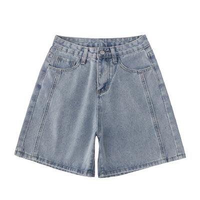 China OEM Retro Washed Loose High Waisted Jean Shorts Embroidered Medium Length Pants for sale