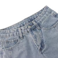 China OEM Retro Washed Loose High Waisted Jean Shorts Embroidered Medium Length Pants for sale