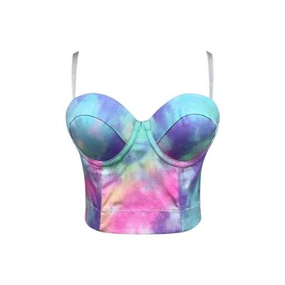 China XS-XXXXL Women Sleeveless Tank Tops Costume Clubwear Denim Tie Dye Crop Top for sale