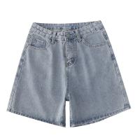 China Customized Woman Denim Clothing Embroidery Retro Wash Blue Denim Shorts for sale