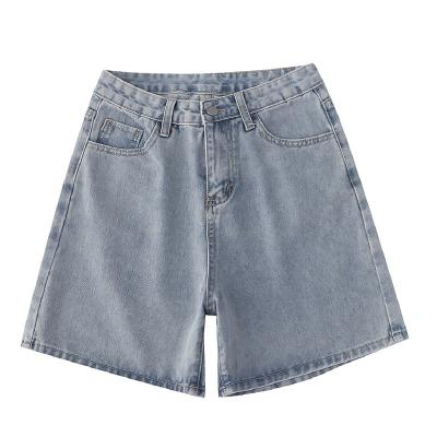 China Customized Woman Denim Clothing Embroidery Retro Wash Blue Denim Shorts for sale