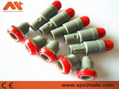China 1P Pull Push 6 Pin Plastic Medical Connector with Grey Shell, Red Housing, 3000-5000 Cycle Life for sale