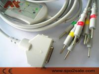 China Fukuda Denshi ECG Cable CP-104L - 10-Lead Patient Monitor Cable with 15-Pin DIN 3.0 Connector for sale