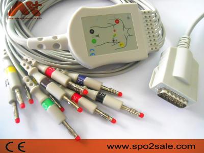China Burdick Compatible Direct Connect EKG Cable 10 Lead AHA Banana 4.0 7704 for sale