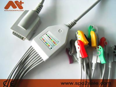 China Burdick Compatible Direct-Connect EKG Cable 15 Pin 10 Lead AHA Clip TPU for sale