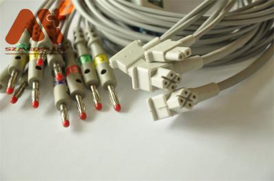 China HP Compatible EKG Leadwire Twin Pin 90 Degree Angled AHA 5 Lead Set for sale