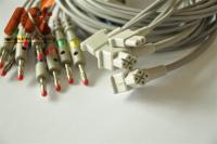 China HP Compatible EKG Leadwire Twin Pin 90 Degree Angled AHA 5 Lead Set for sale