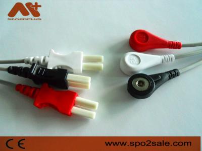China Spacelabs Compatible 3-Lead ECG Leadwire - 2.6mm TPU Cable with Gold-Plated Terminals | 700-0007-00 for sale