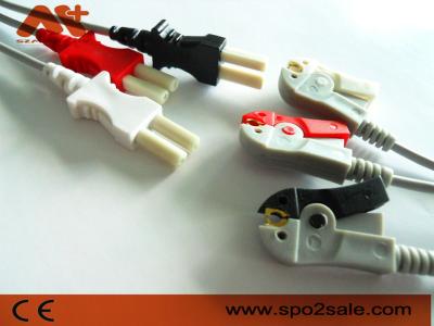 China Spacelabs Compatible 3 Lead Clip ECG Leadwire 1000mm TPU Cable AHA Standard for sale