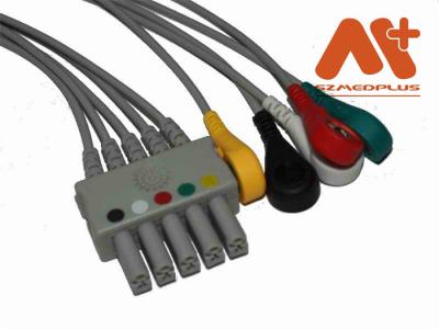 China Mindray Datascope Compatible 5 Lead Snap ECG Leadwire 40 inch TPU Cable for sale