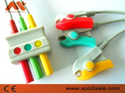 China Draeger Compatible 3 Lead Clip ECG Leadwire TPU Cable 2.6mm Twin Pin MP03411 for sale