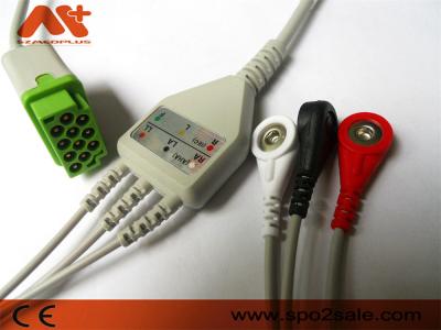China GE Marquette Compatible 3 Lead Snap ECG Cable 2001292-001 11Pin 250cm TPU for sale