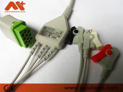 China GE Marquette Compatible 3 Lead Clip ECG Cable 11Pin 2021141-001 3400mm for sale
