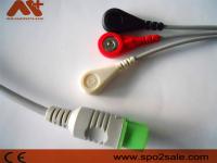 China Fukuda Denshi Compatible 3 Lead Snap ECG Cable 12Pin 250cm TPU AHA for sale