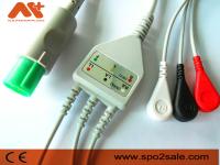 China Hellige Compatible 3 Lead Snap ECG Cable 10 Pin 250cm TPU AHA ISO13485 for sale