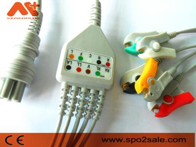 China Omron Colin 5-Lead ECG Cable 6-Pin Direct Connect 3400mm Length with Clip Patient Monitor Connector for sale