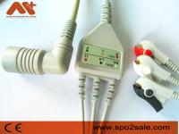 China Omron Colin BP-88 BP-306 Compatible 3-Lead ECG Cable with 3400mm Length and 6-Pin Connector for sale