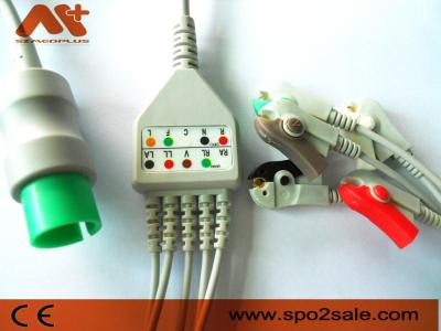 China Spacelabs Compatible 5 Lead Clip Direct-Connect ECG Cable 17Pin 250cm TPU for sale