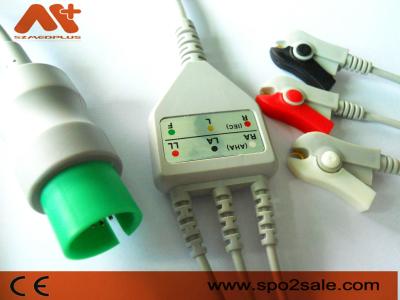 China Spacelabs Compatible TPU ECG Cable 3 Lead Clip 17 Pin Ultraview 250cm for sale
