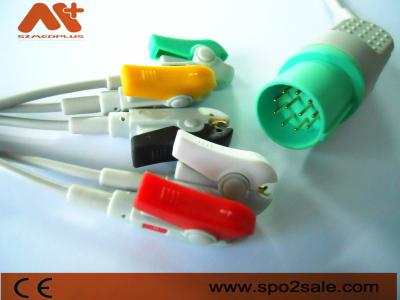 China Nihon Kohden 11 Pin 5 Lead Clip ECG Cable 250cm TPU AHA Compatible for sale