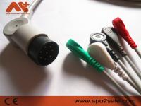 China Nihon Kohden Compatible 5 Lead Snap ECG Cable 8Pin TPU AHA Standard 250cm for sale