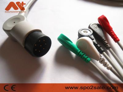 China Nihon Kohden Compatible 5 Lead Snap ECG Cable 8Pin TPU AHA Standard 250cm for sale