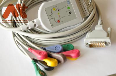 China Medical TPU Electrode Lead Cable for Mindray R12 ECG - 10 Lead, 6.0mm Diameter, DB15 Connector for sale