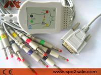 China 2.2+1.2M 10 Lead EKG Cable for Cardioline ECG 100 Electrocardiograph - DB15 Connector, 6.0mm Diameter, CE Certified for sale