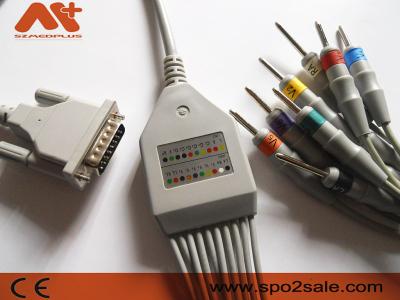 China Custo Med 10 Lead EKG Cable DB15 Pin for Norm Cardio 130 ECG Machine TPU 6.0mm for sale