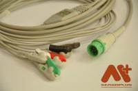 China Comen Compatible 5 Lead ECG Cable 12Pin TPU AHA for C21 C30 C50 C70 C90 C100 for sale